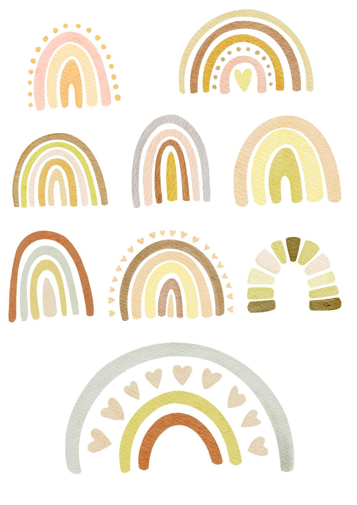 Watercolor Beige Rainbow Clipart, Nursery Wall Art, Baby Shower Clipart ...