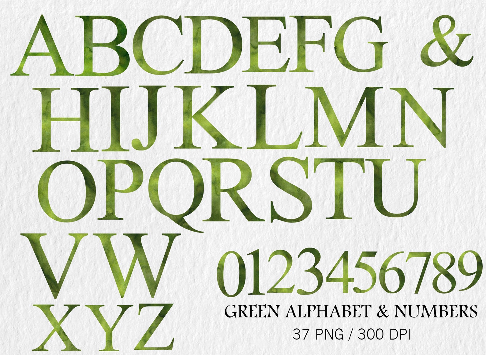 Watercolor Green Alphabet Clipart Alphabet PNG Green - Etsy