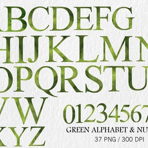 Watercolor Green Alphabet Clipart, Alphabet PNG, Green Separate Letters ...