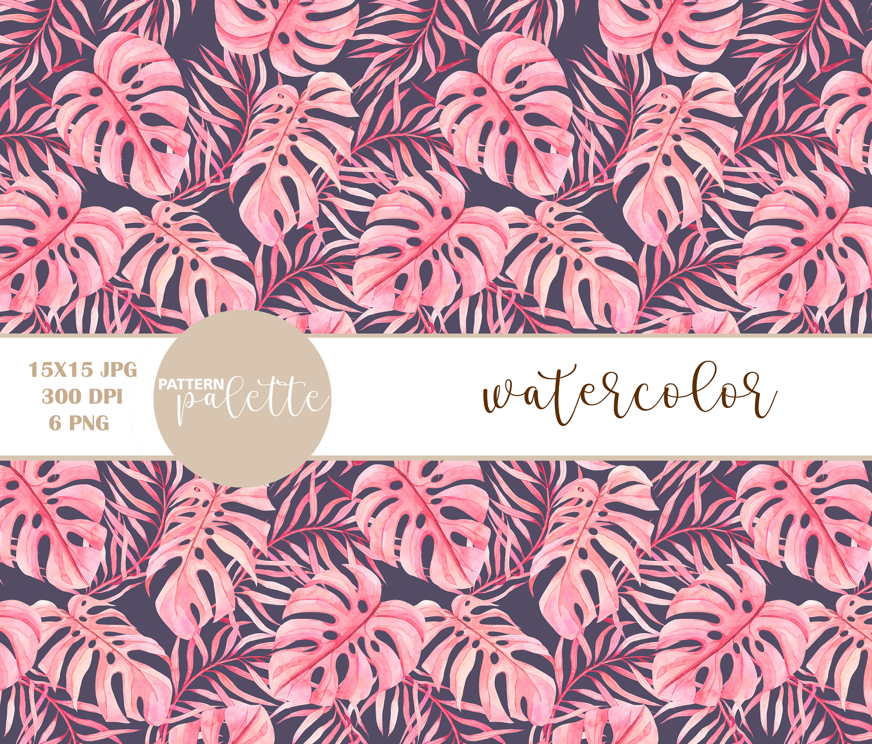 Watercolor Pink Tropics Patterns Seamless Pattern Watercolor - Etsy
