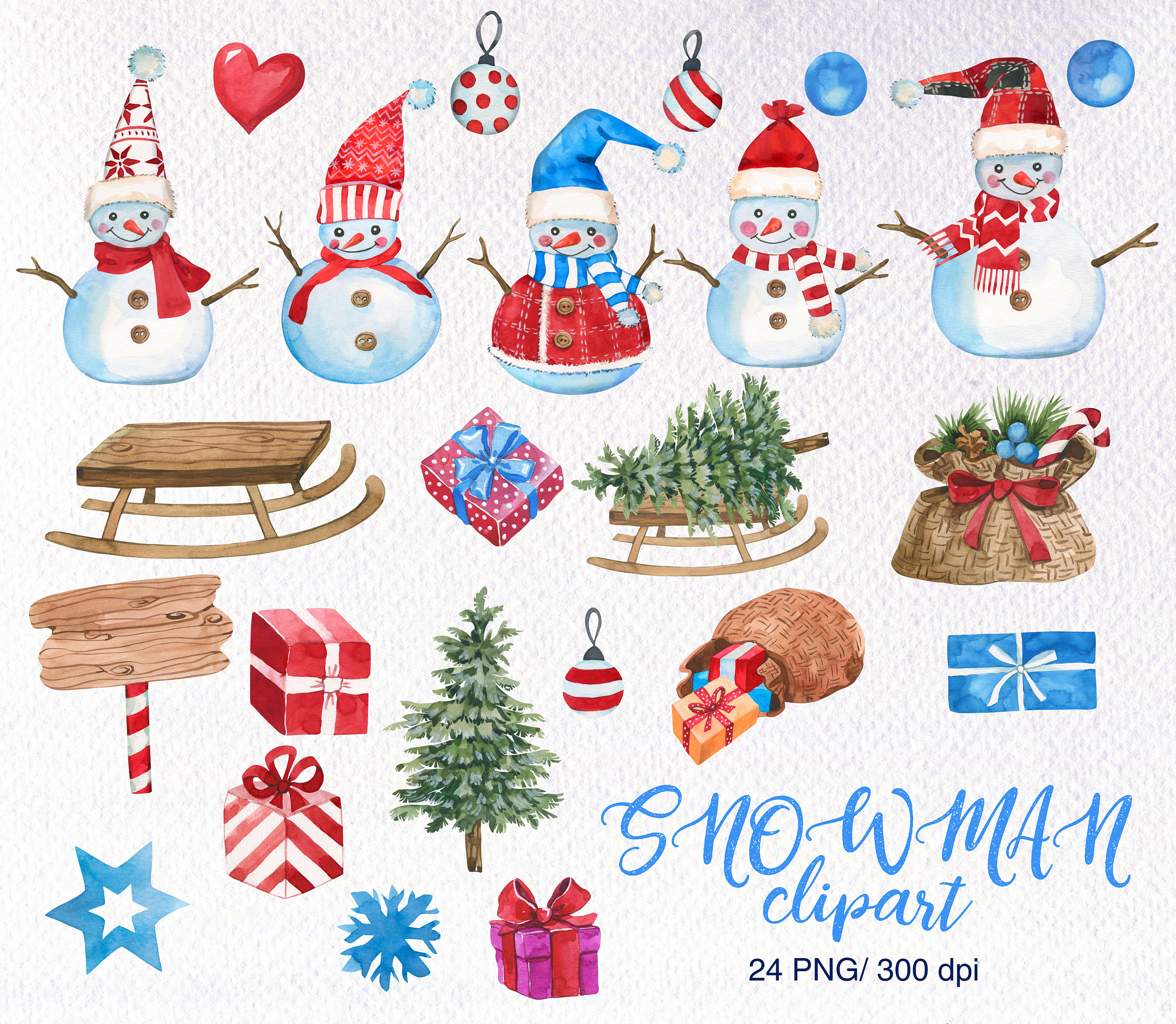 Big Winter BUNDLE Watercolor Clipart BUNDLE Watercolor - Etsy