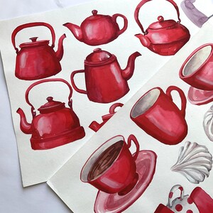 Watercolor Teapot and Teacup Clipart, Watercolor Tea Party Invitation ...