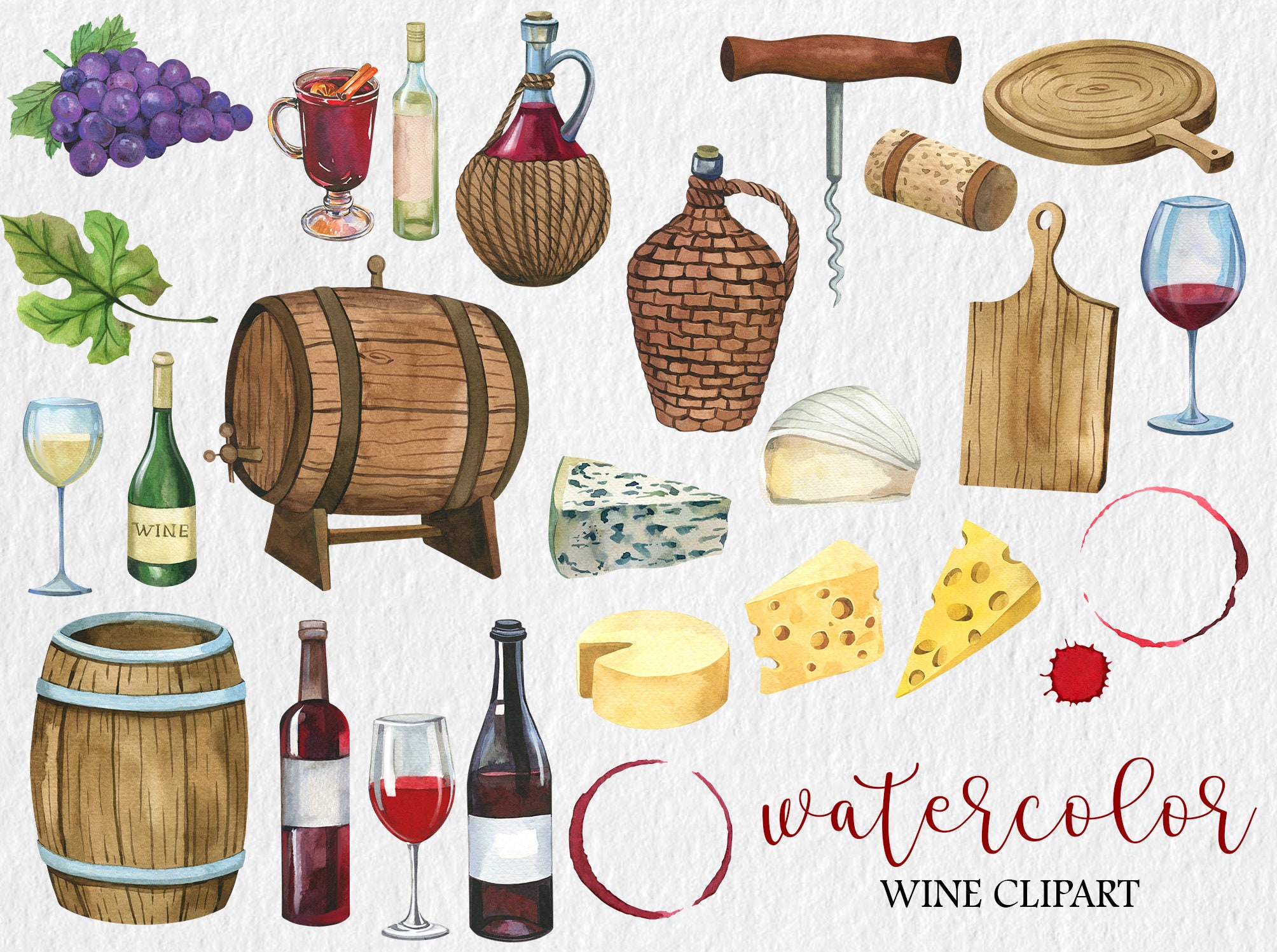 Wine & Cheese PNG Clipart, Hand Painted Watercolor, Wine Drink ...