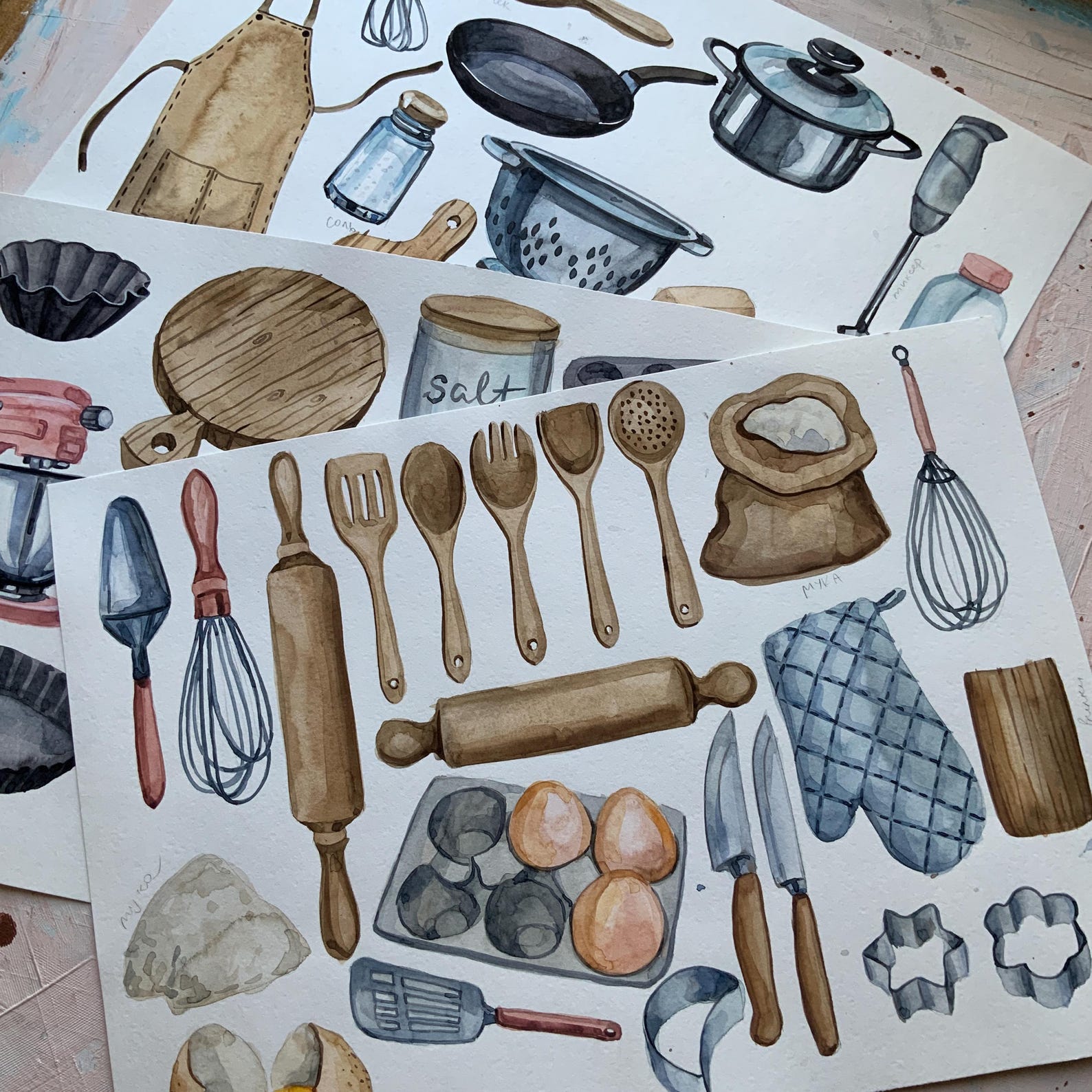 Watercolor Bakery Cooking Clipart Bakery Decor, Kitchen Clipart, PNG ...