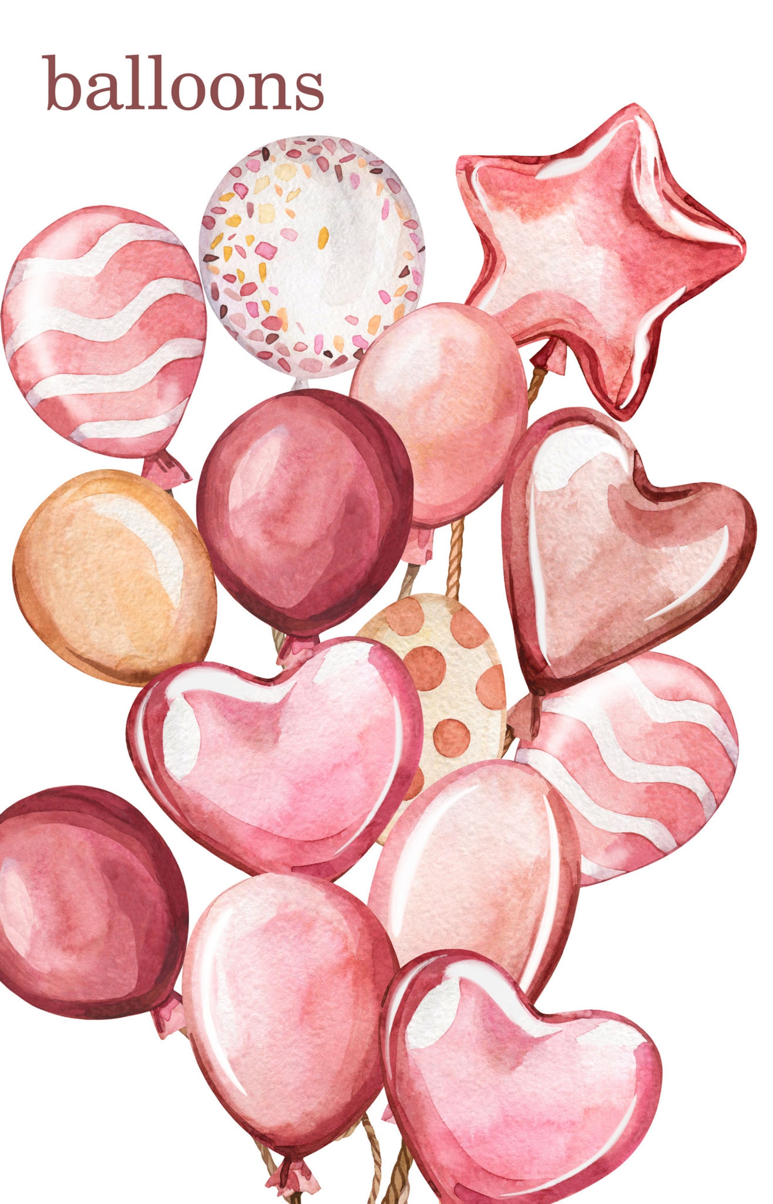 Watercolor Birthday Party Clipart, BIG SET, Birthday Decor, Watercolor ...