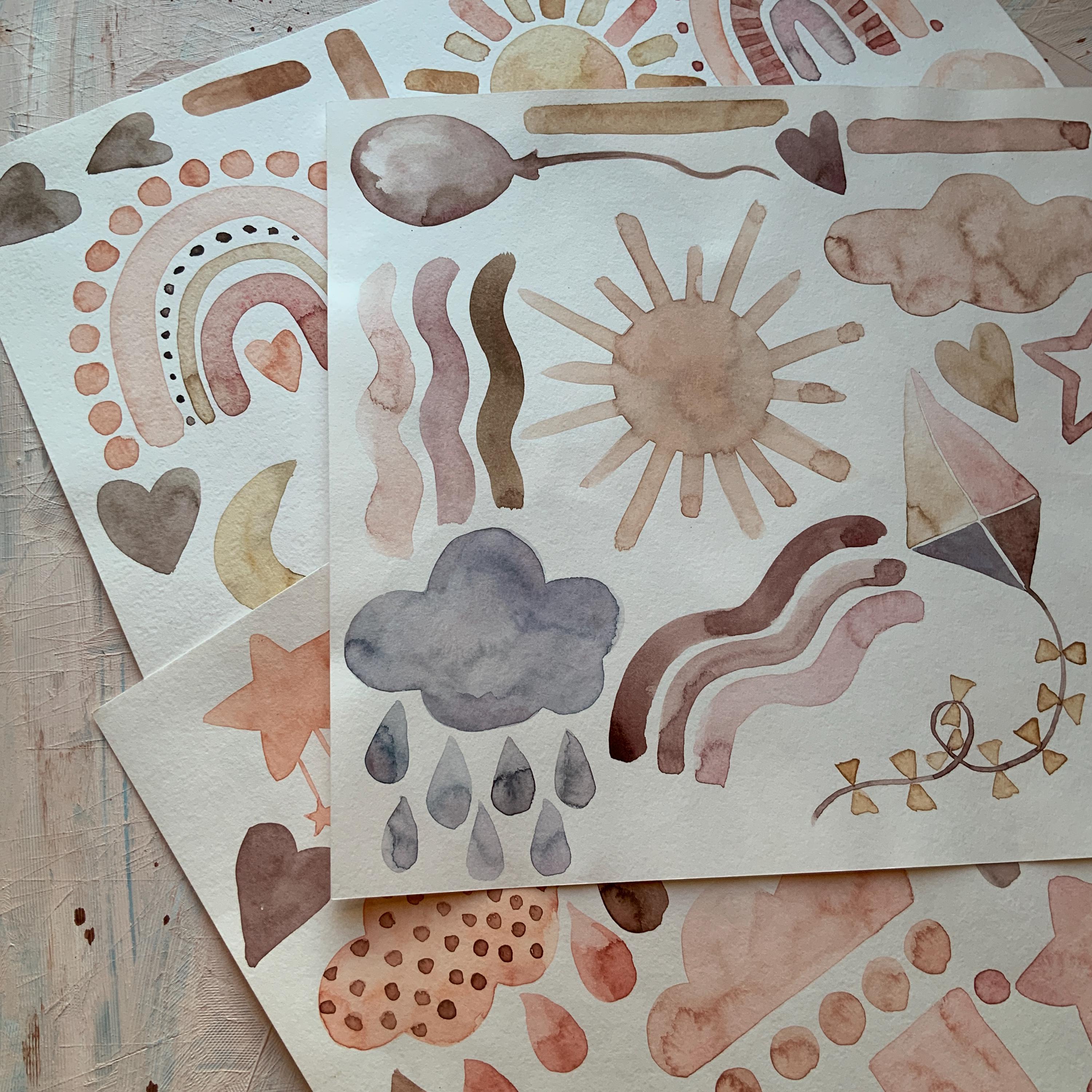 Watercolor Rainbow Clipart, Nursery Wall Art, Baby Shower Clipart, Boho ...