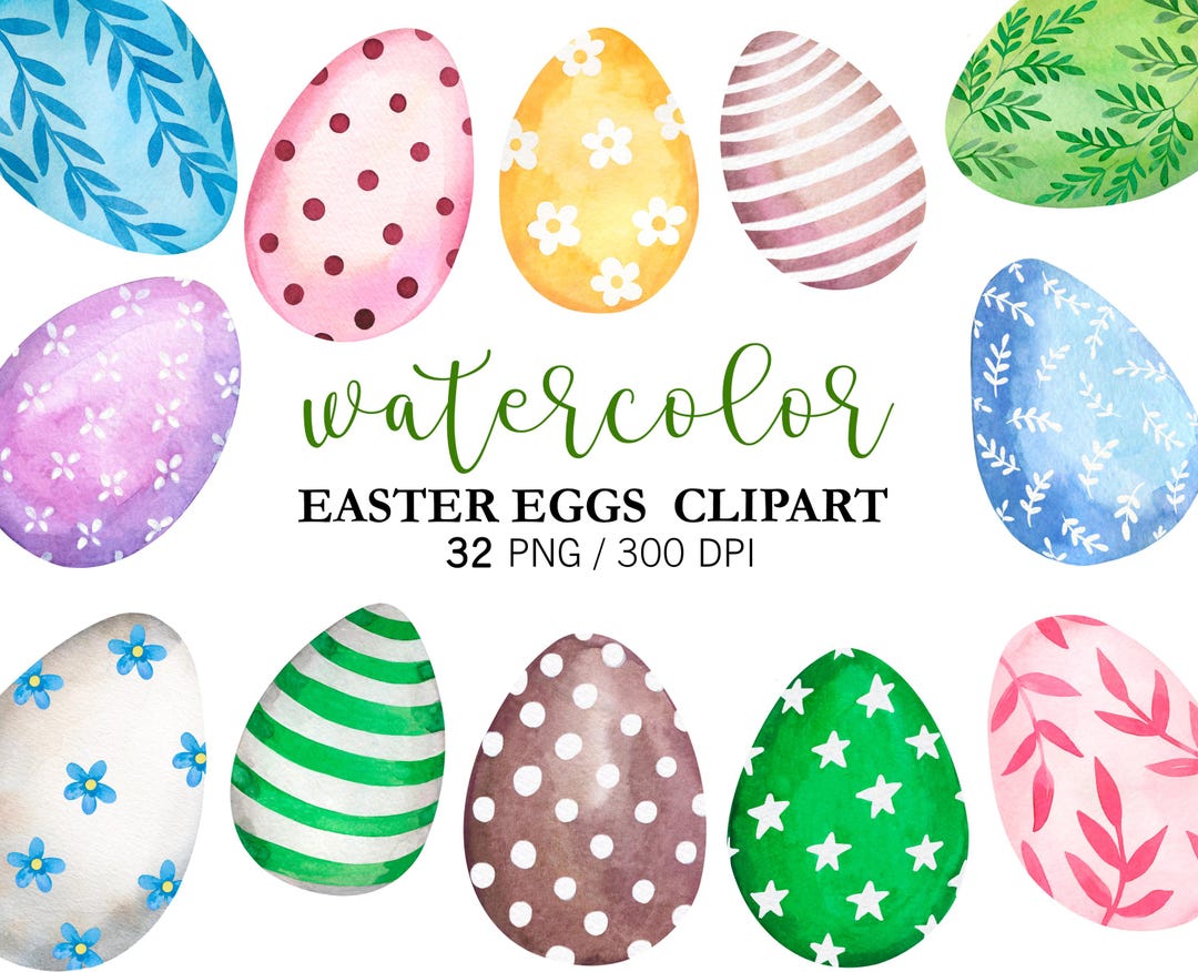 Watercolor Easter Eggs Clipart, Colorful Easter Eggs, PNG Spring ...