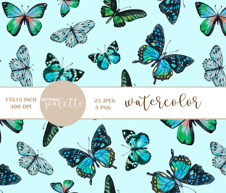 Watercolor Butterfly Seamless Patterns Digital Paper | Etsy