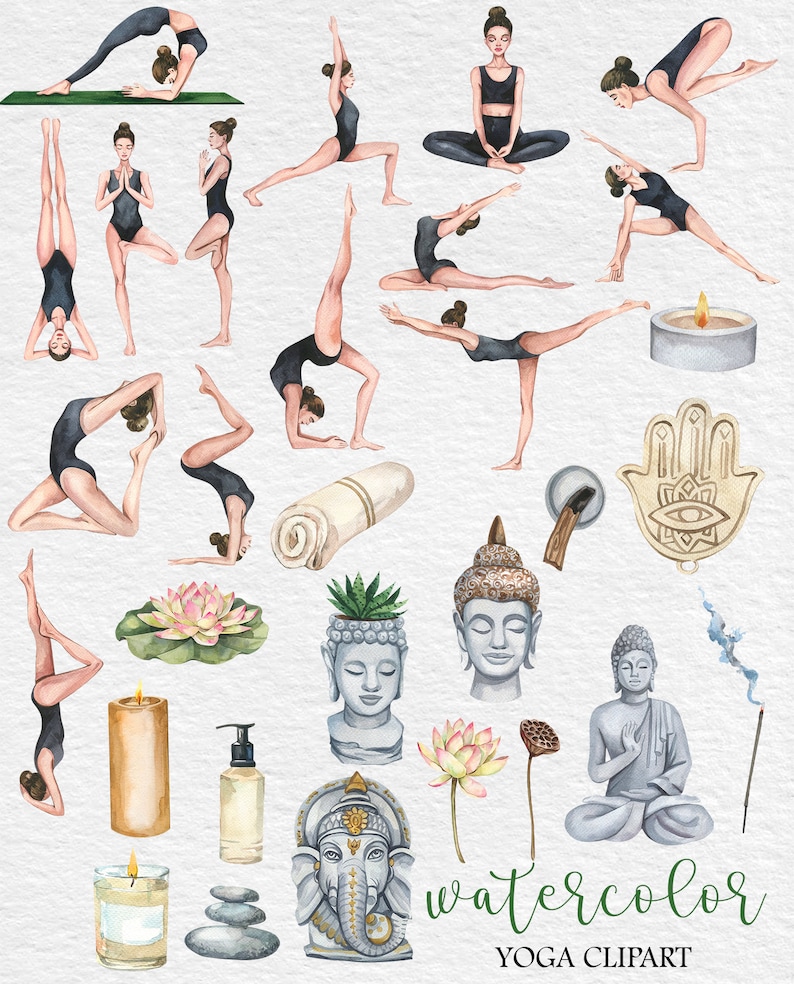 Watercolor Yoga Girls Clipart PNG, Watercolor Yoga Pose Lover Clipart ...