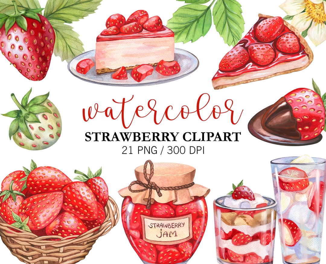 Watercolor Hand Painted Strawberry Clipart, Strawberry PNG, Summer ...