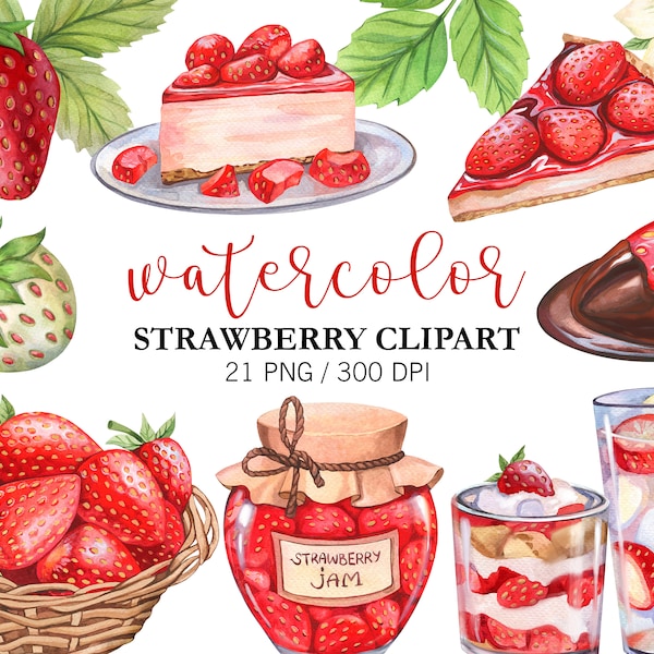 Strawberry Clipart - Etsy
