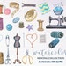 Watercolor Sewing Clipart, Hobby Set Decor, Sewing Supplies, Sewing ...