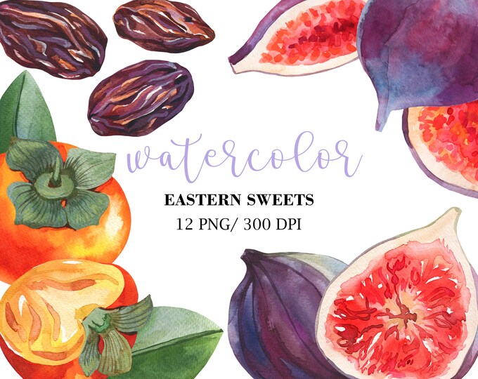Watercolor Figs Clipart Fruits Watercolor Clipart Vegan Food | Etsy