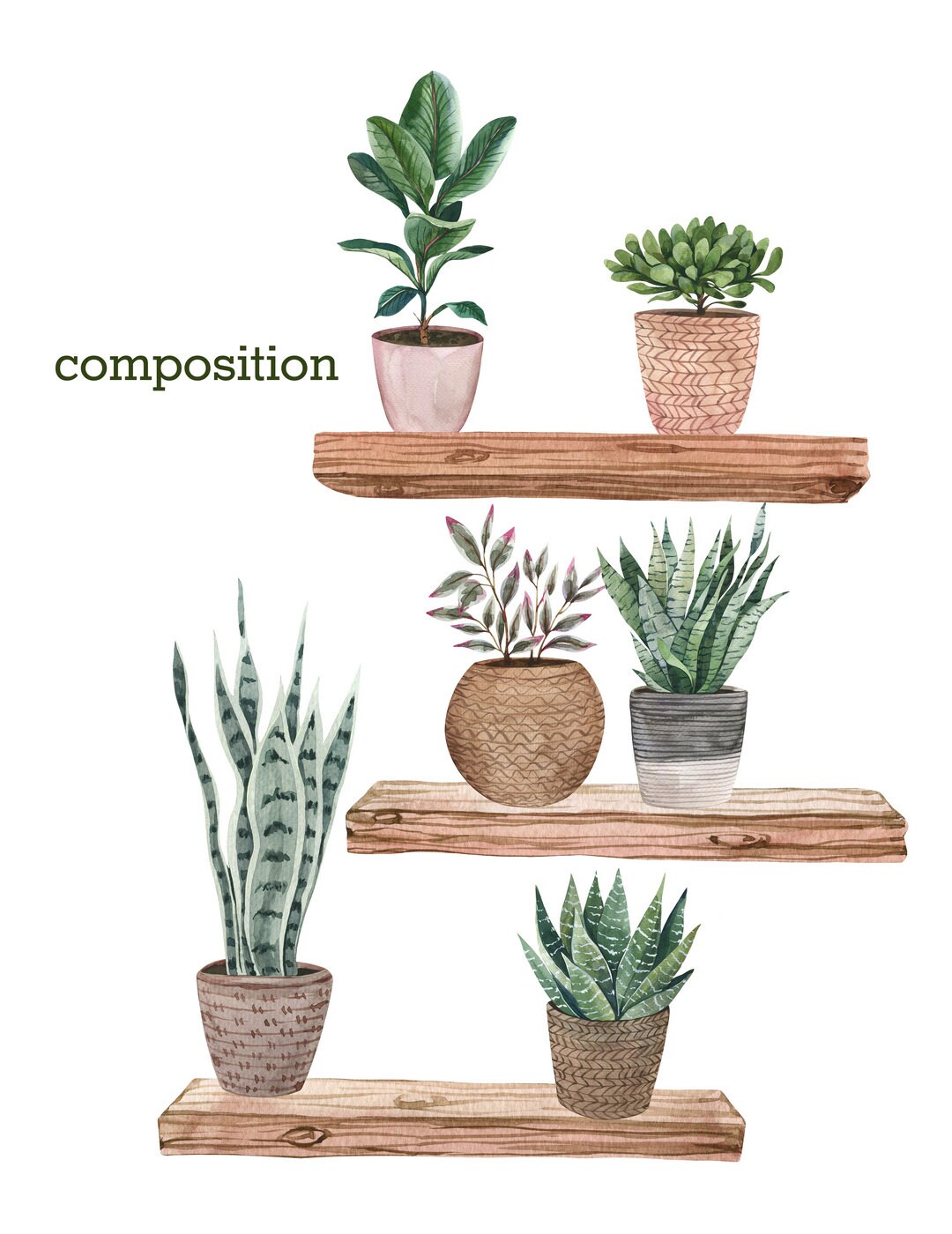 Watercolor House Plants Clipart Indoor Plants Greenery Home | Etsy