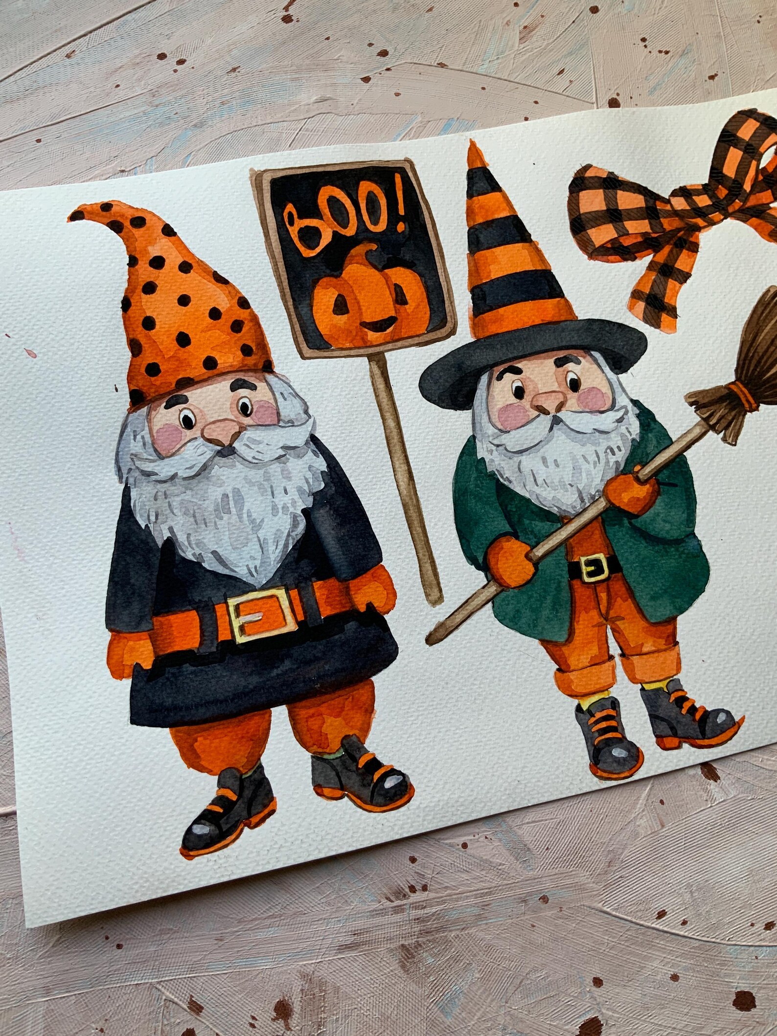 Watercolor Halloween Gnomes Clipart: Halloween Pumpkins, Cat, Balloons ...