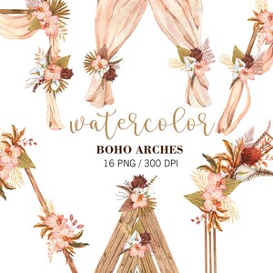 Boho Wedding Arch, Boho Flowers Decor, Watercolor Wedding Decor ...