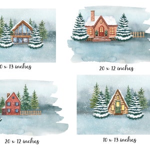 Watercolor Winter Houses, Christmas Houses House PNG, Winter Cottage ...