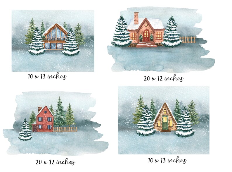 Watercolor Winter Houses, Christmas Houses House PNG, Winter Cottage ...