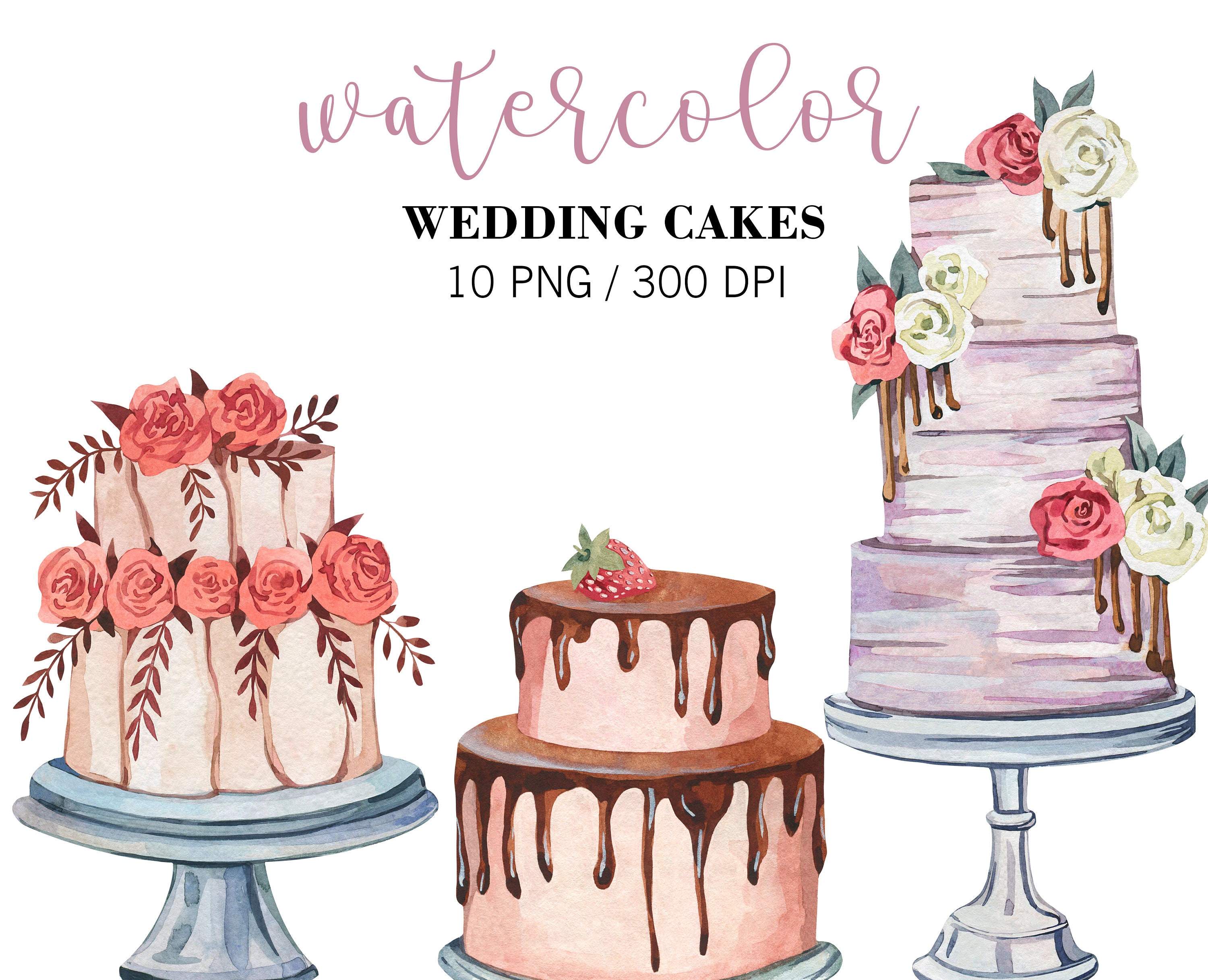 Wedding Cakes Clipart Wedding Clipart Floral Cakes - Etsy