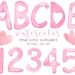 Watercolor Pink Alphabet Clipart Alphabet PNG Pink | Etsy