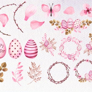 Easter Watercolor Clipart, Easter Eggs, Watercolor Easter Wreath ...