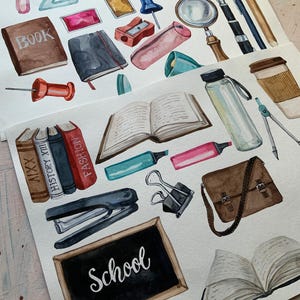 Watercolor School Clipart, Back to School PNG, Teacher Clipart, School ...