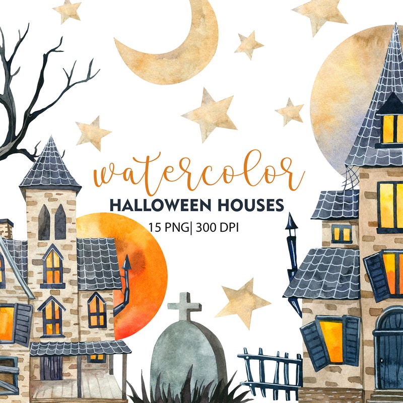 Haunted House Clip Art - Etsy