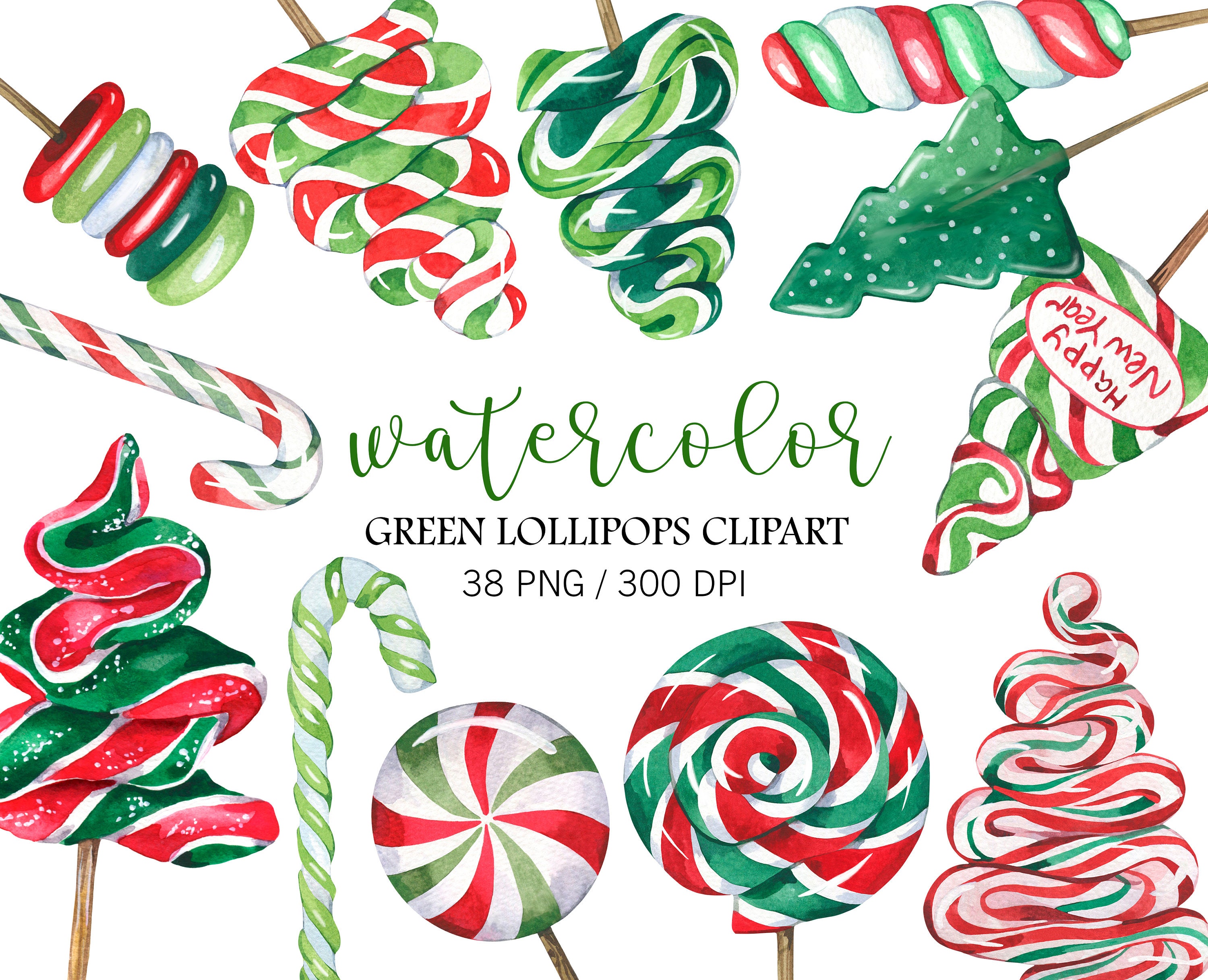 Watercolor Candy Cane Clipart Christmas Decor Christmas Png - Etsy