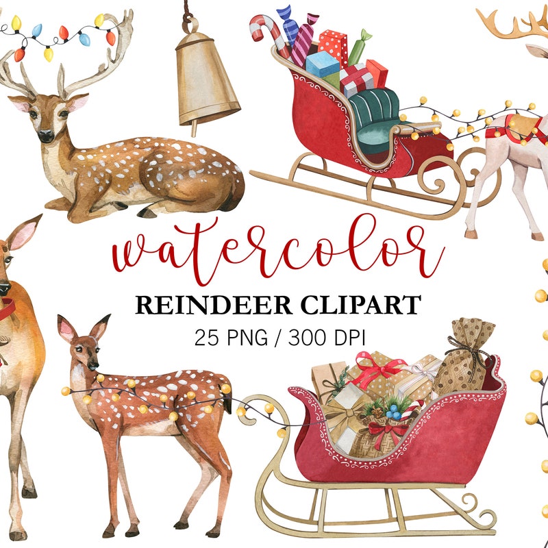 Reindeer Clipart - Etsy