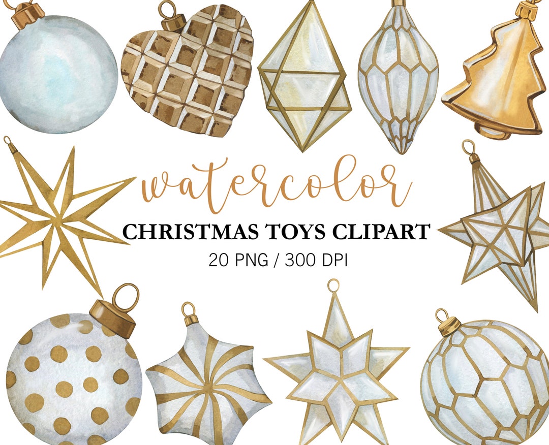 Christmas Tree Toys Clipart, Christmas Balls, Gold Decor, Winter ...