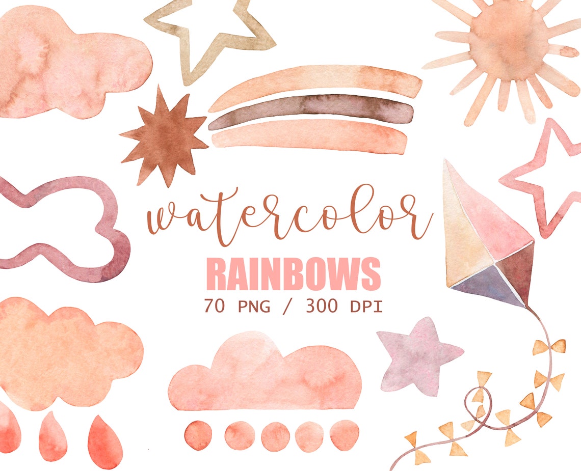 Watercolor Rainbow Clipart Nursery Wall Art Baby Shower | Etsy Canada