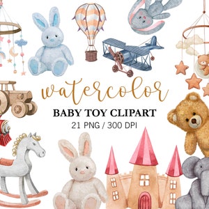 Watercolor Baby Toys Clipart Baby Toys, Cuddle Toys PNG, Baby Shower ...