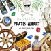Watercolor Pirates Clipart, Pirate Ship, Treasure Chest, Pirate Party ...