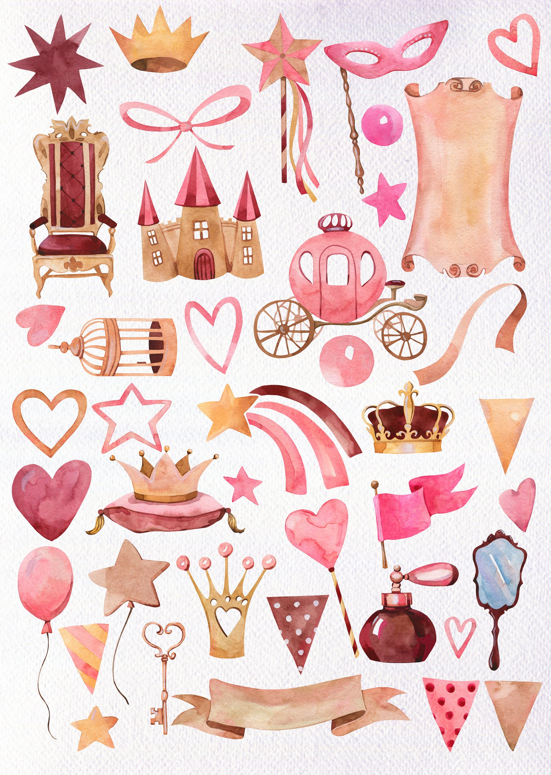 Watercolor Princess Clipart Crown Clipart Nursery Decor | Etsy