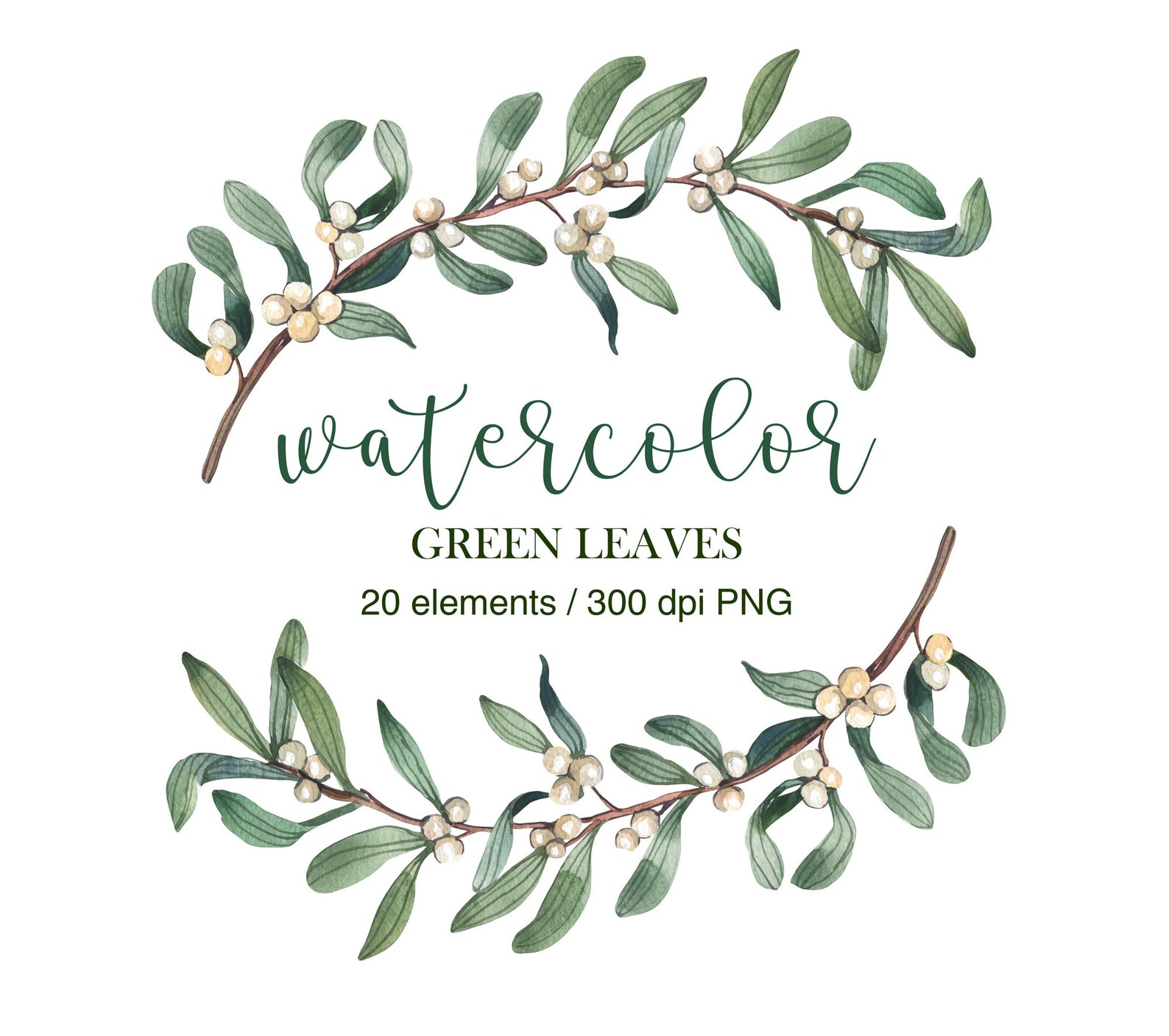 Watercolor Greenery Clipart Greenery Clipart Green Foliage - Etsy