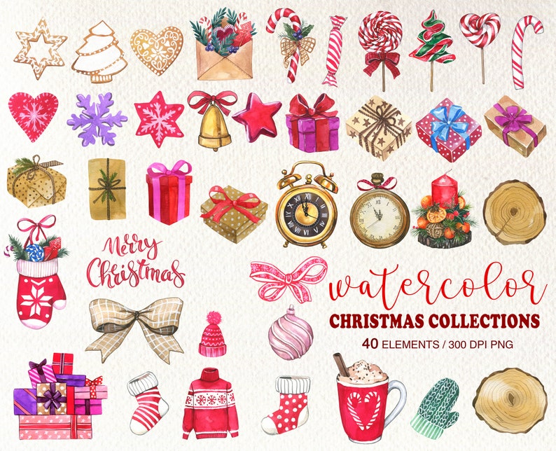 Big Winter BUNDLE Watercolor Clipart BUNDLE Watercolor - Etsy