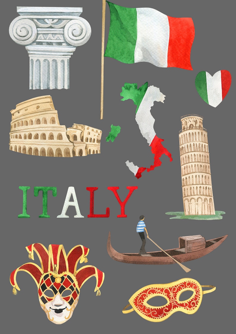 Watercolor Italy Clipart Travel Clipart Love PNG Rome | Etsy