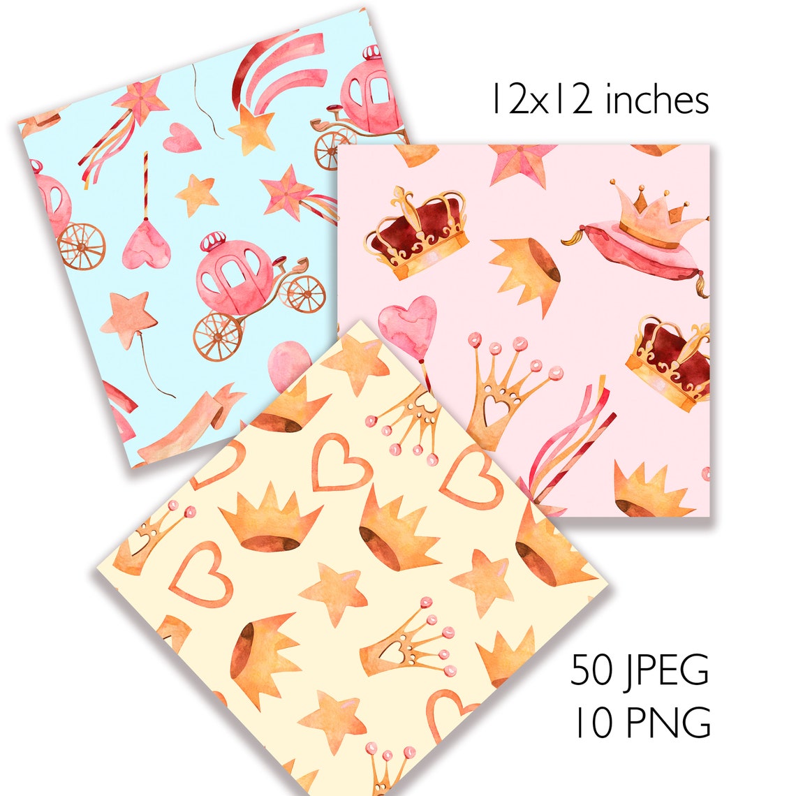 Watercolor Princess Seamless Pattern Princess Digital Paper | Etsy