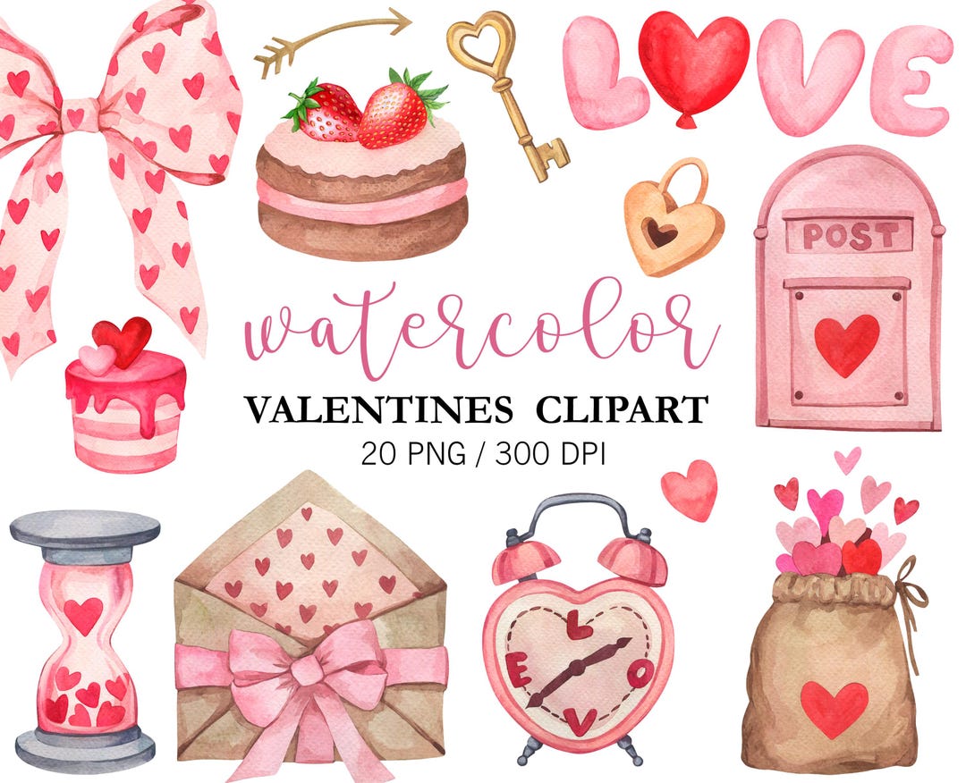 Watercolor Valentines Day, Love PNG Valentines Day Clipart, Lone ...