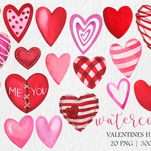 Watercolor Hearts Clipart, Valentines Day Clip Art, Love Clipart ...