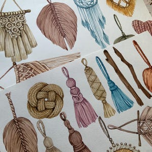 Watercolor Macrame Clipart, Boho Clipart, PNG, Rainbow Macrame, Macrame ...