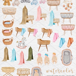 Watercolor Newborn Baby Clip Art, PNG Nursery Decor, Watercolor Baby ...