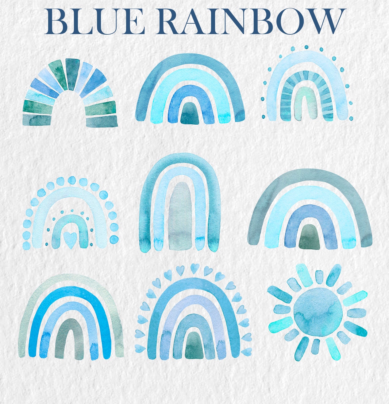 Watercolor Blue Rainbow Clipart Nursery Decor Baby Shower - Etsy Australia
