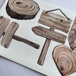 Watercolor Wood Boards Clipart: Rustic Wedding Banners Digital Download ...