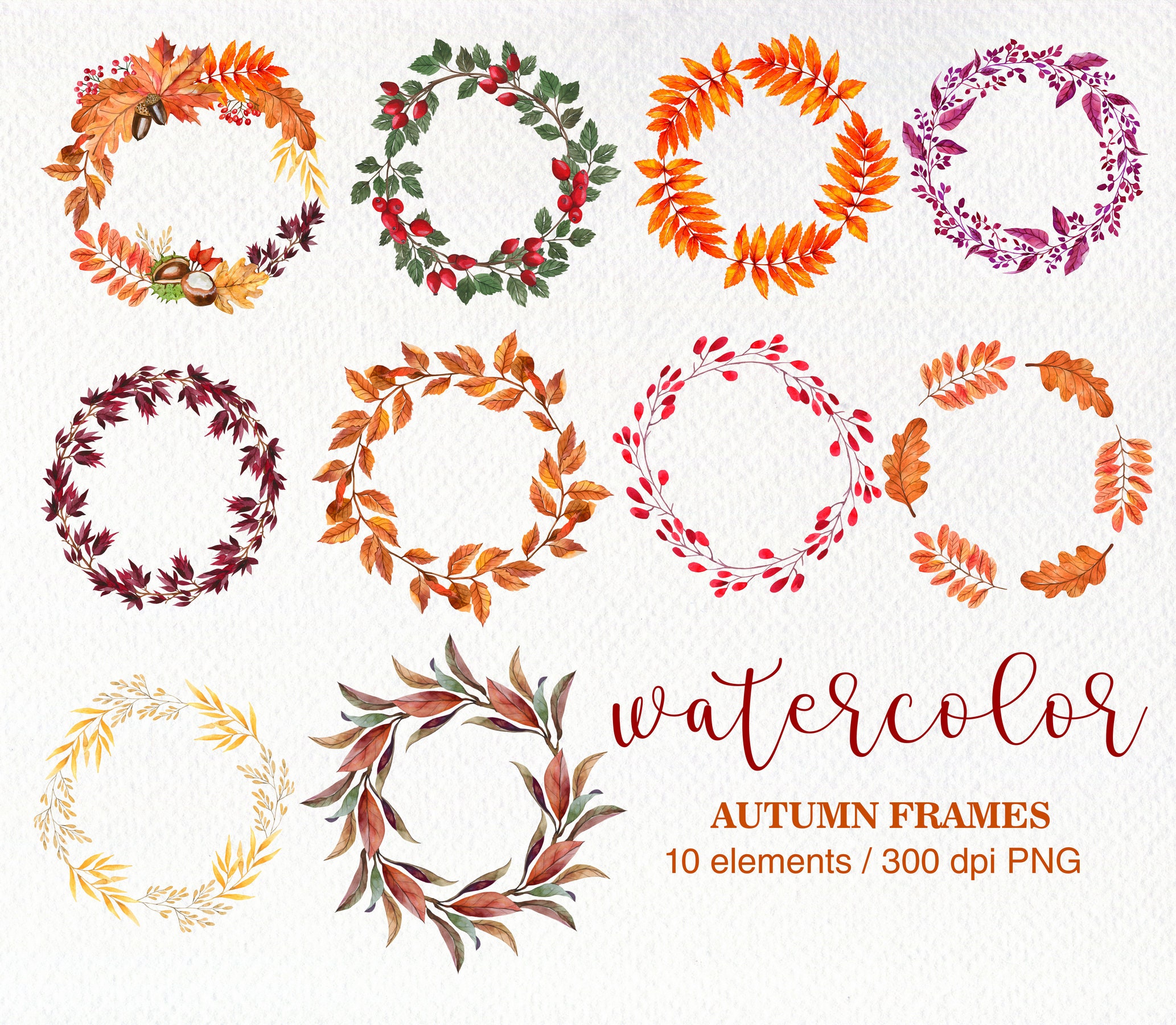 Big Autumn Bundle Watercolor Fall clipart Watercolor Clipart | Etsy