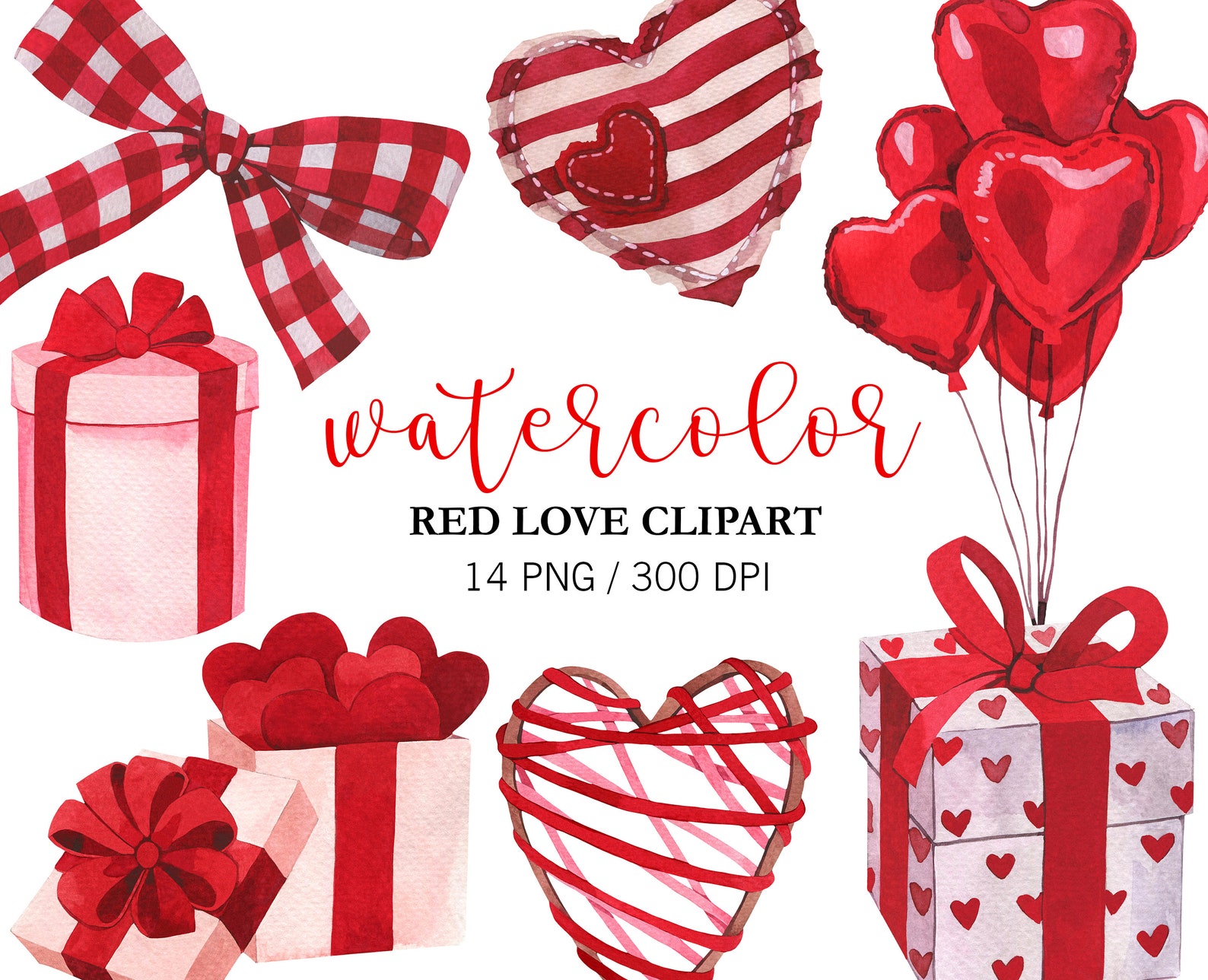 Watercolor Valentines Clipart Love PNG Watercolor Gift Box - Etsy