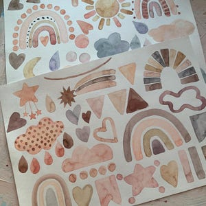 Watercolor Rainbow Clipart, Nursery Wall Art, Baby Shower Clipart, Boho ...