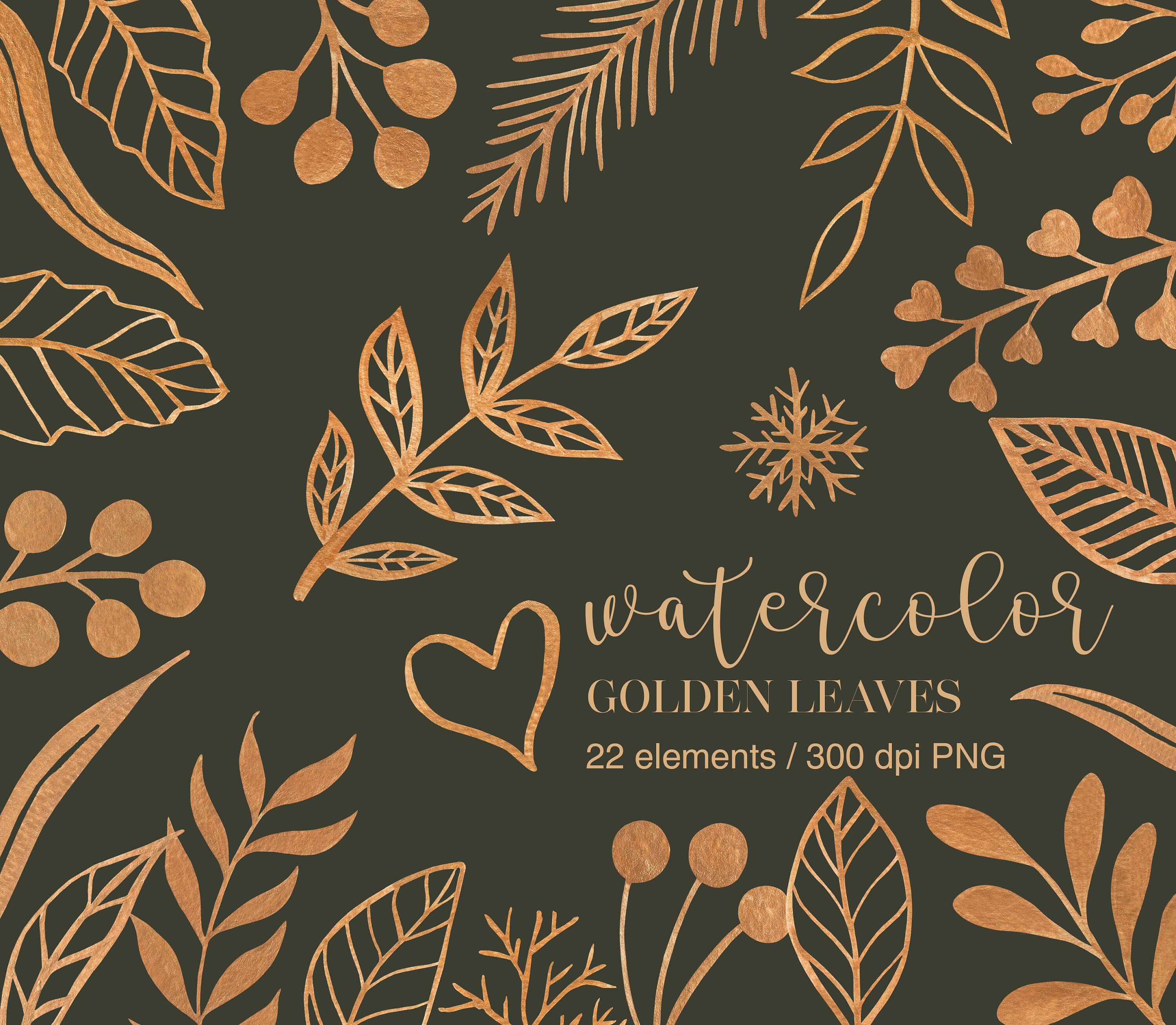 Gold Leaves Clipart Gold Foliage Gold Clipart Leaves - Etsy