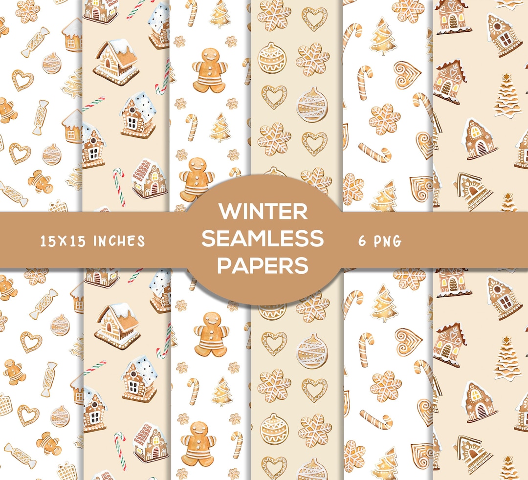 Gingerbread Seamless Digital Papers Christmas Cookie Patterns ...