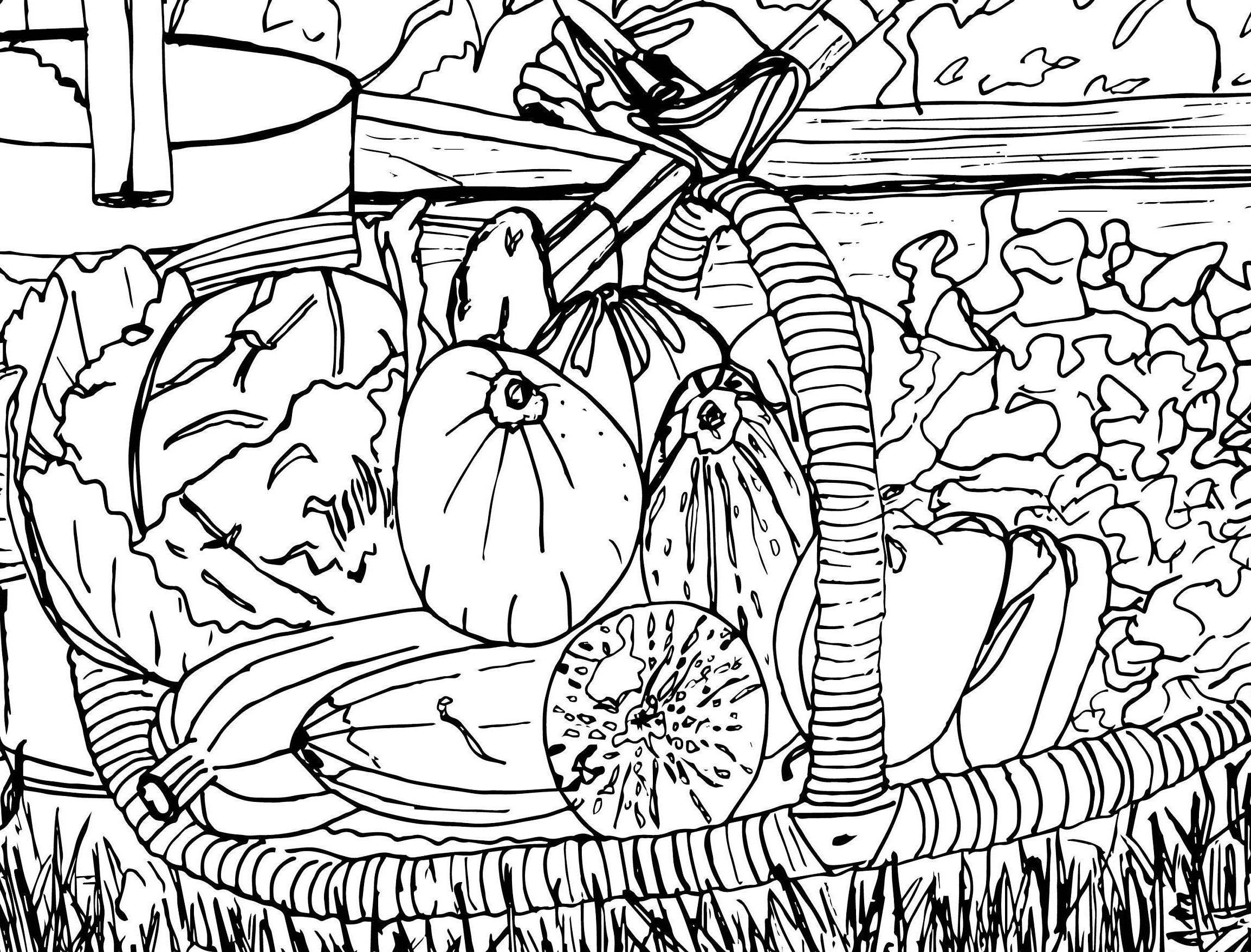 Vegetables Basket Coloring Page